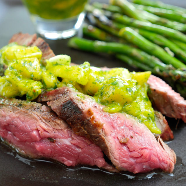 Grilled Skirt Steak With Mango Chimichurri Sauce - Happily Eva After